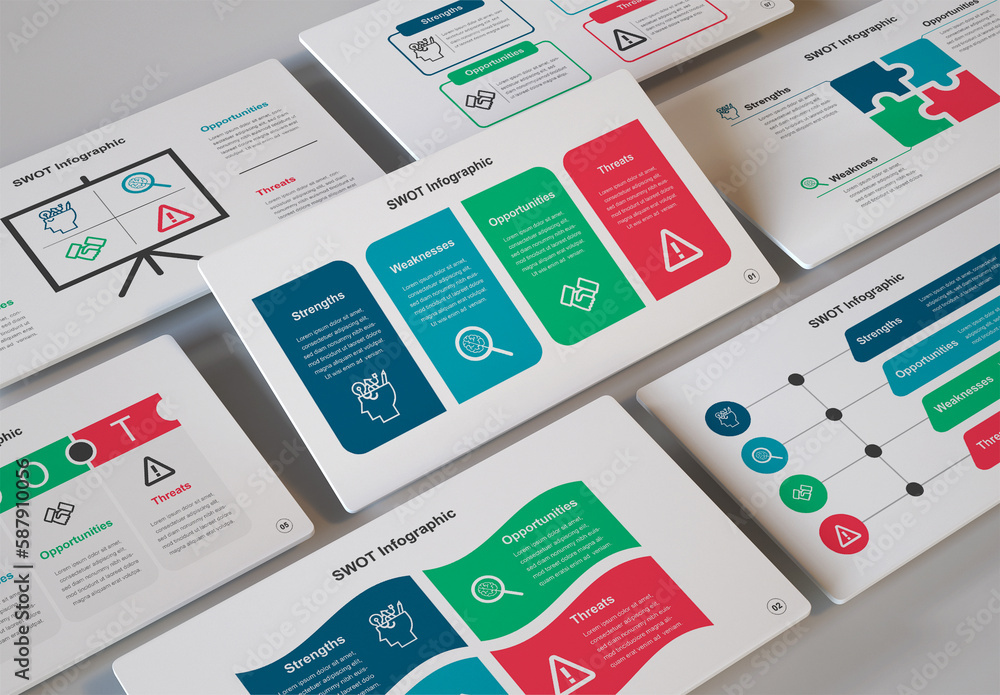 Swot Infographic Presentation Colorful Layout | SWOT Slide Stock ...