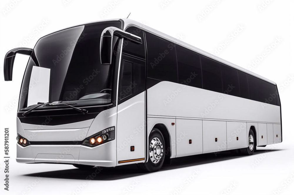 White Tour Bus Isolated on White Background, Generative AI Stock ...