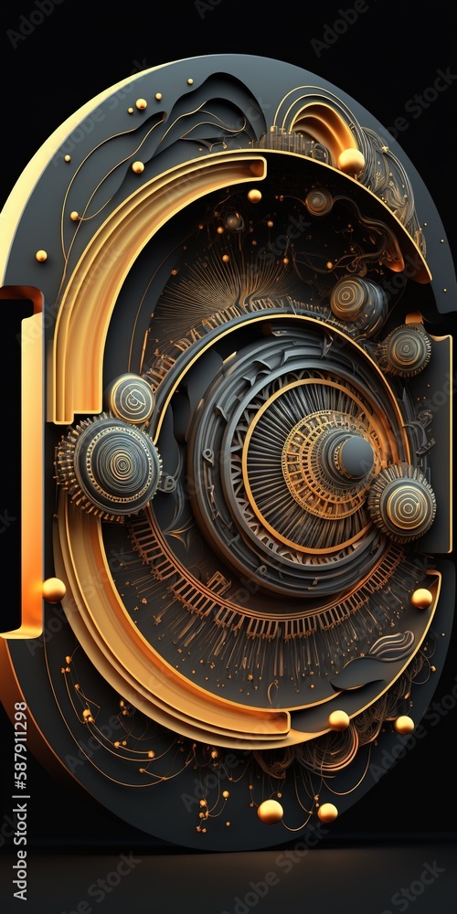 abstract history of technology. a circular design with contrasting ...