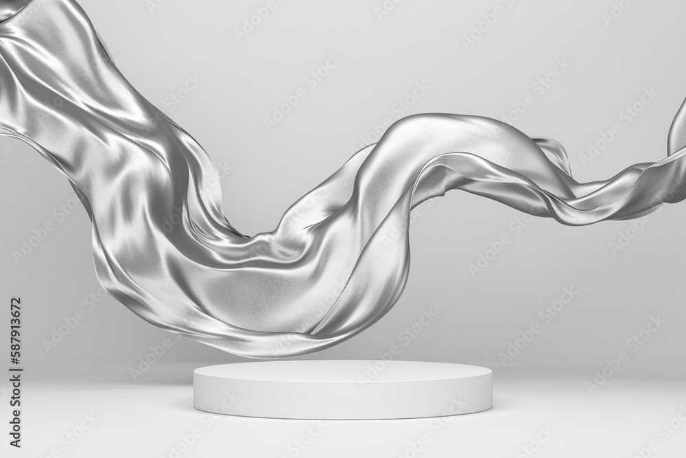 Abstract fabric podium presentation stand with abstract luxury beauty ...