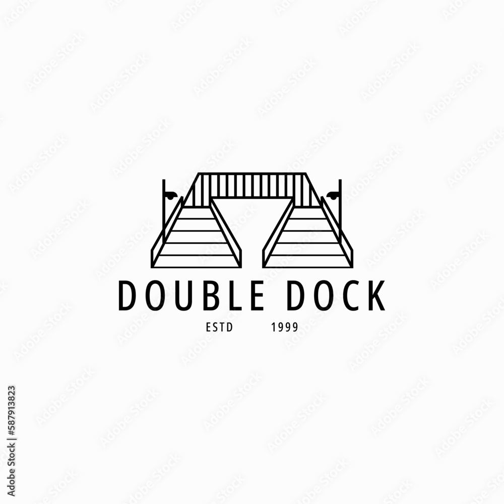modern double dock sign logo design vector ideas, double lake docks ...