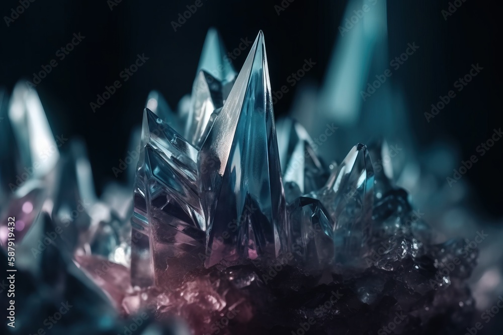a close up of a cluster of crystal stones on a black background with a ...