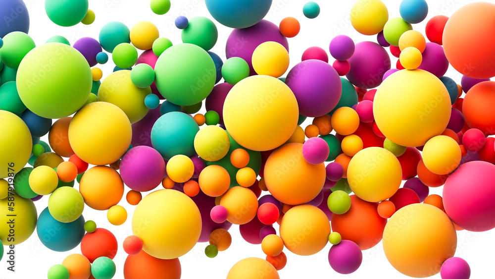 Abstract background with colorful random flying spheres. Colorful ...