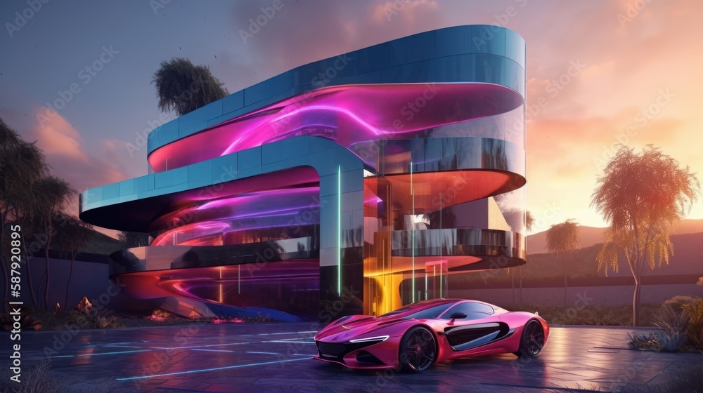 Experience opulence with a luxury bionic house and colorful supercar ...