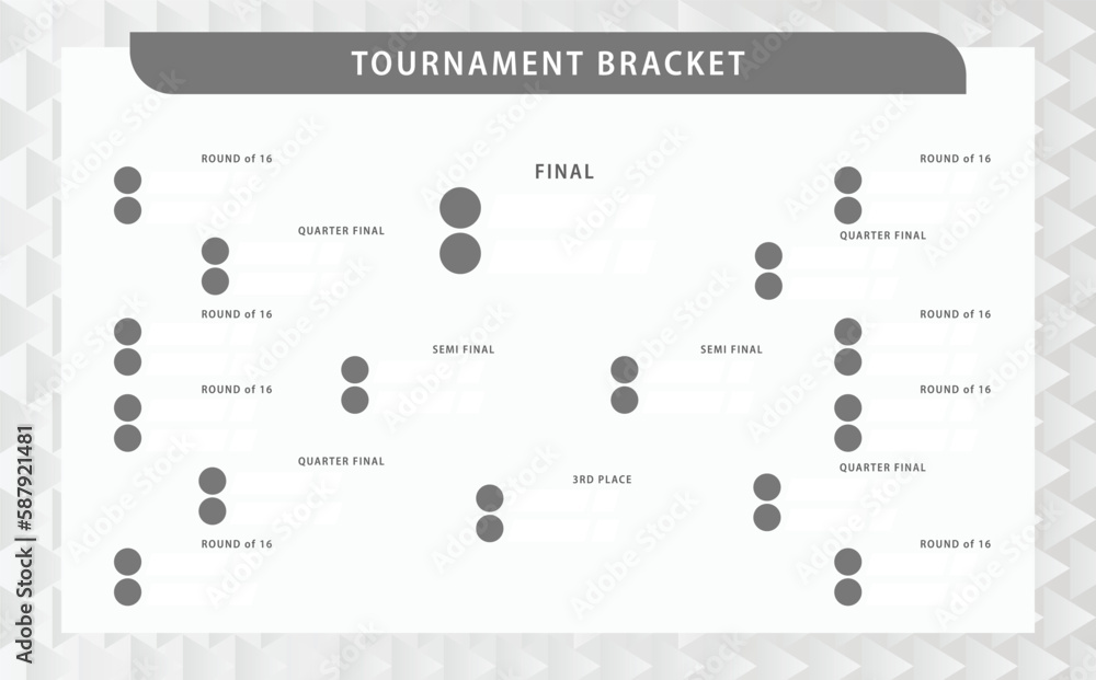 Monochrome vector tournament bracket with metallic colored triangles ...