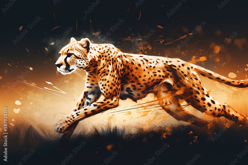 A fierce and agile Cheetah sprinting across the savanna - This Cheetah ...
