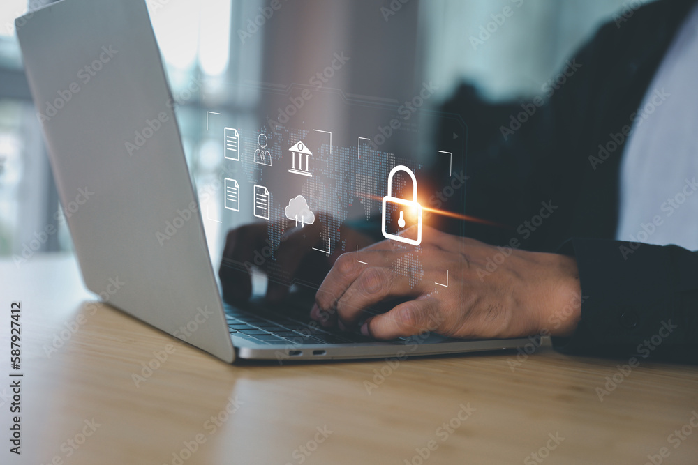 Foto de Cyber security data protection online computer network and ...