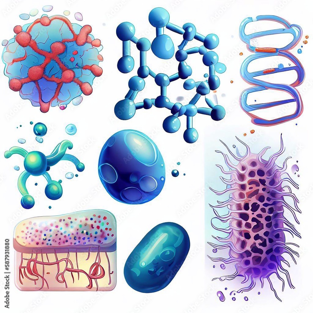 Microbiology molecular biology illustration set Stock Illustration ...