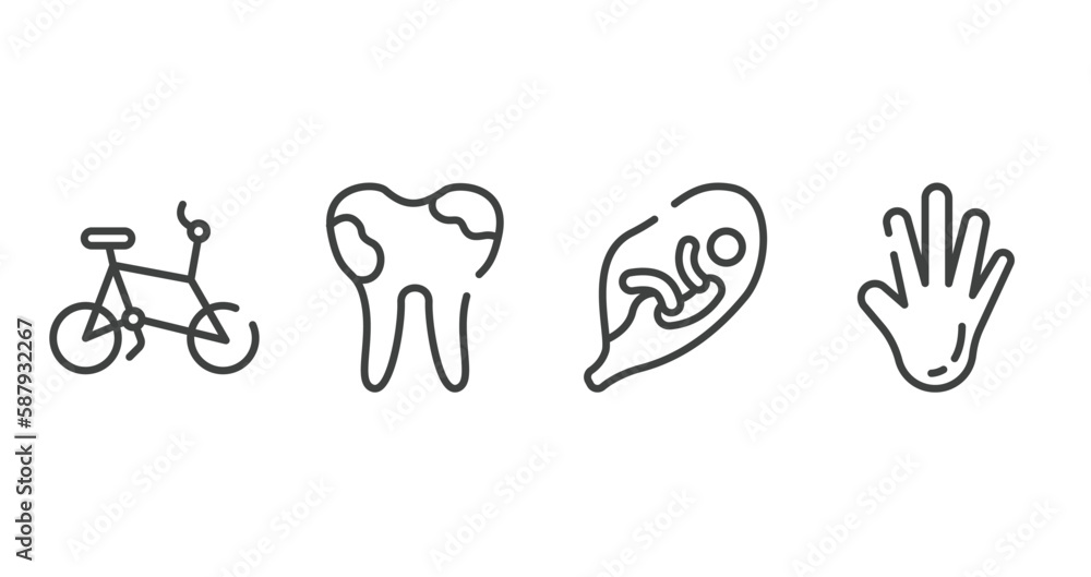 body parts outline icons set. thin line icons sheet included bicycle ...