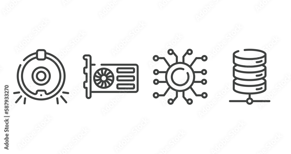 network architecture outline icons set. thin line icons sheet included ...