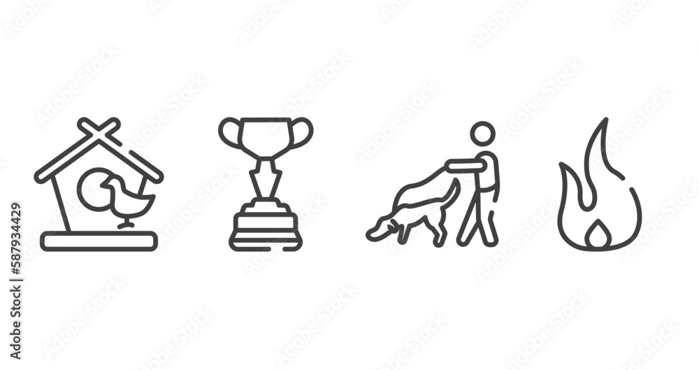 poi nature outline icons set. thin line icons sheet included bird and ...