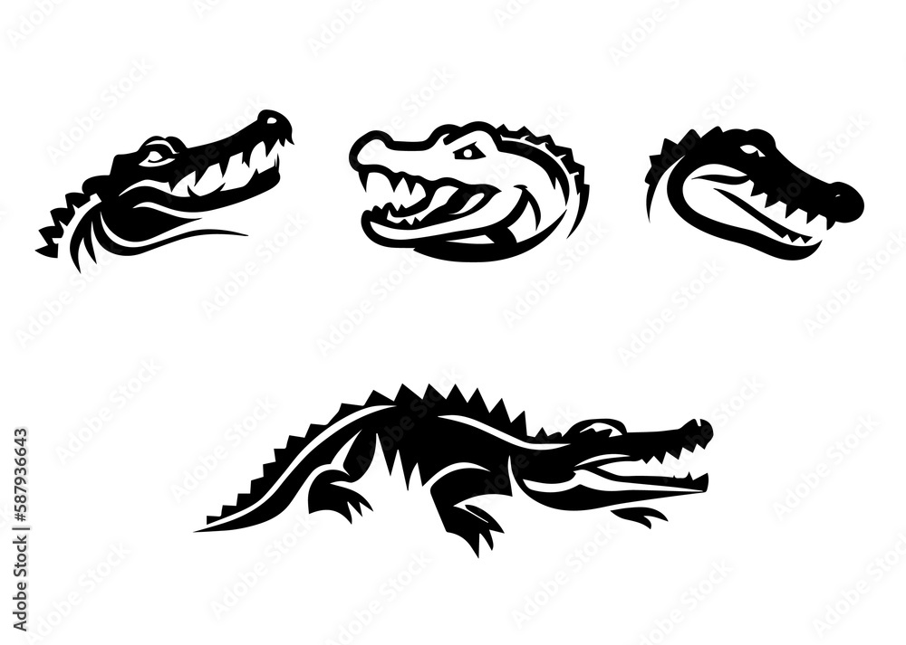 Alligator crocodile reptile logo icon illustration abstract minimal ...