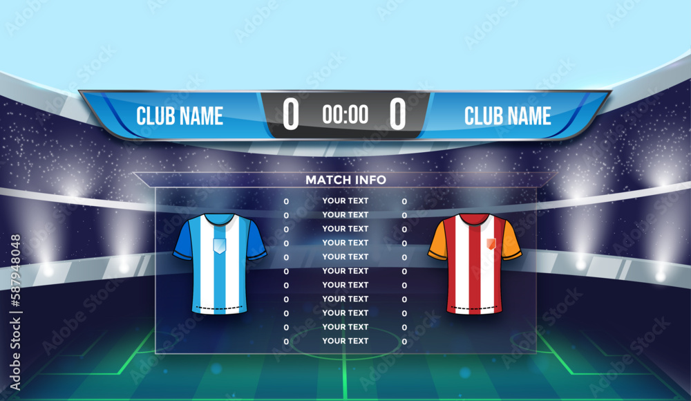 Football championship broadcast background. lower third and scoreboard ...