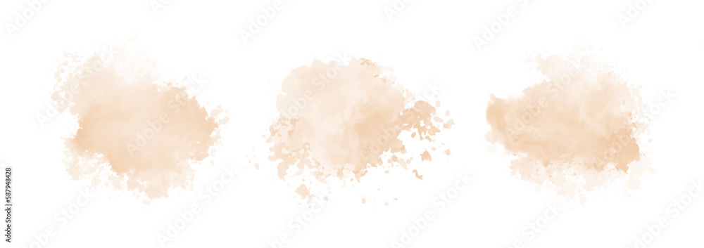 Peach watercolor splash on white background. Vector beige watercolour ...