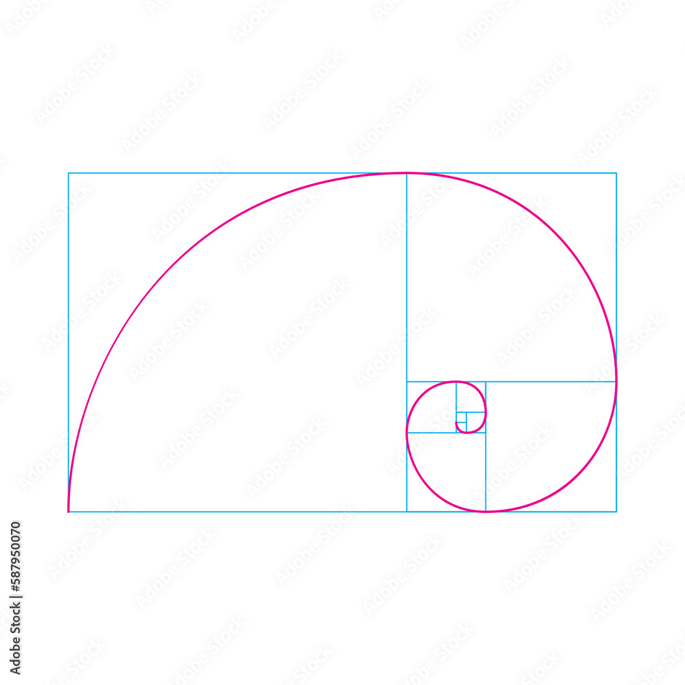 Ration section proportions Vector pattern in golden ratio Fibonacci ...