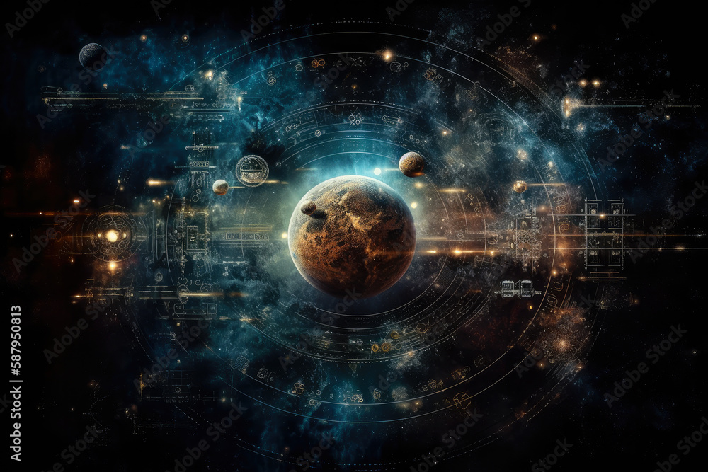 outer space environment, semi transparent astrology symbols, background ...