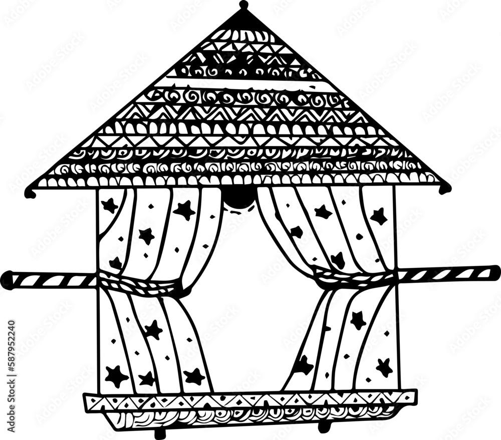 Indian Palki black and white drawing vector Stock Vector | Adobe Stock