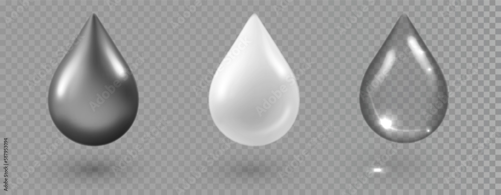 Different liquids drops template isolated on transparent background ...