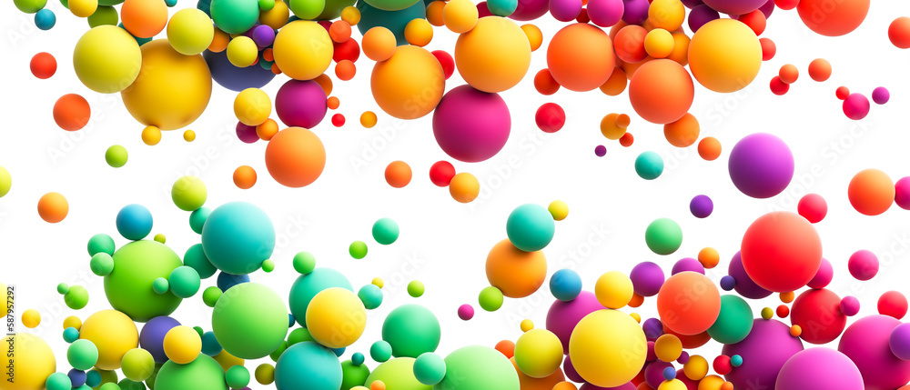 Colorful random flying spheres abstract background. Colorful rainbow ...
