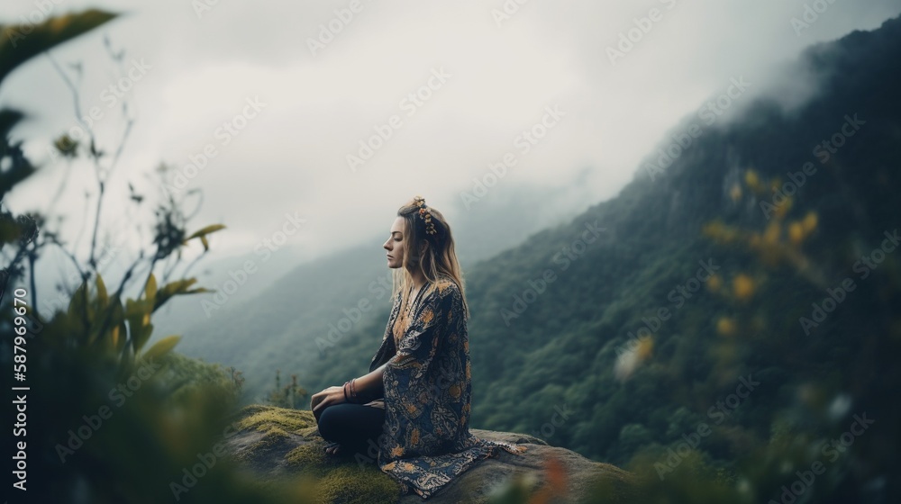 AI Embrace the wild and free spirit of the hippie girl, her flowing ...