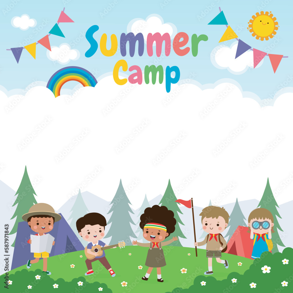 kids summer camp background education Banner Template for advertising ...