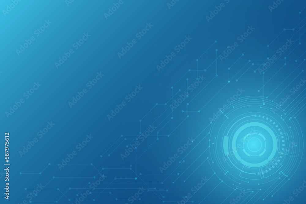 Blue Connection power light. Technology background with line and ...