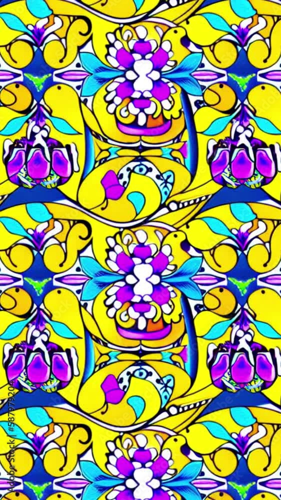 An abstract art nouveau scrolling floral pattern vertical video ...