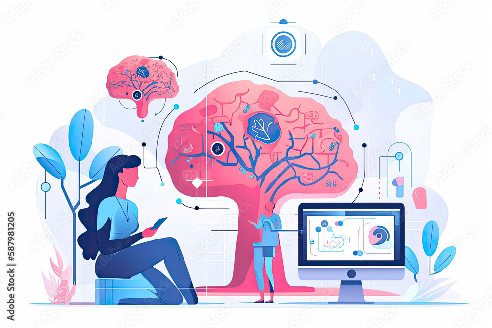 AI in social media abstract concept vector illustration. Social media ...