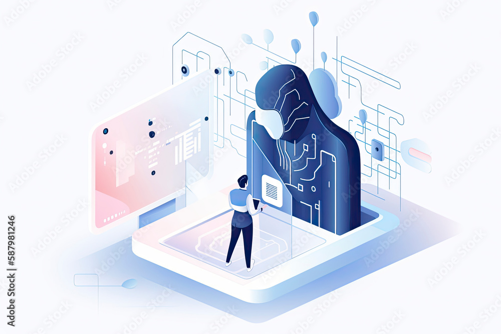 AI in social media abstract concept vector illustration. Social media ...