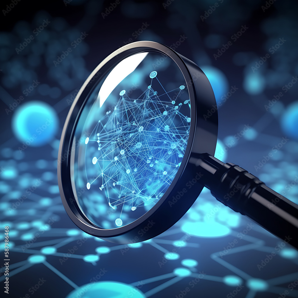 Business Data Analyzing Magnifying glass showing financial chart ...