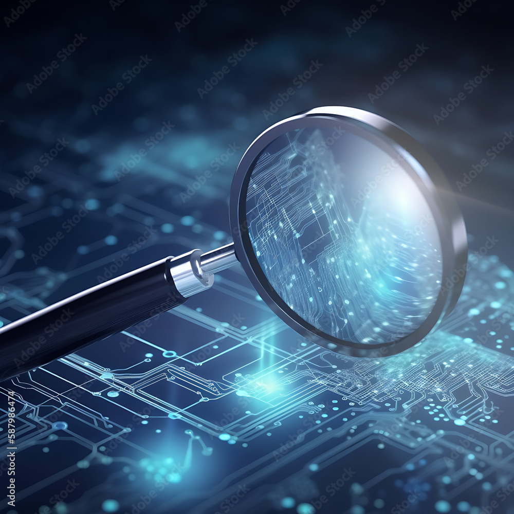 Business Data Analyzing Magnifying glass showing financial chart ...