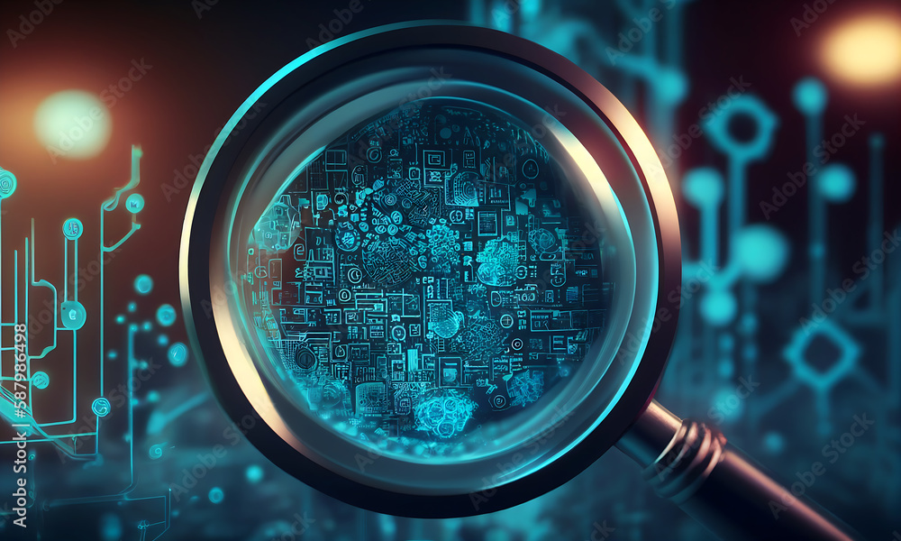 Business Data Analyzing Magnifying glass showing financial chart ...