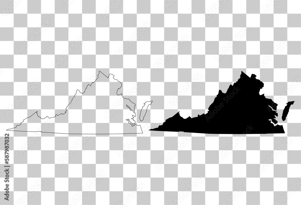 Set of Virginia map shape, united states of america. Flat concept icon ...