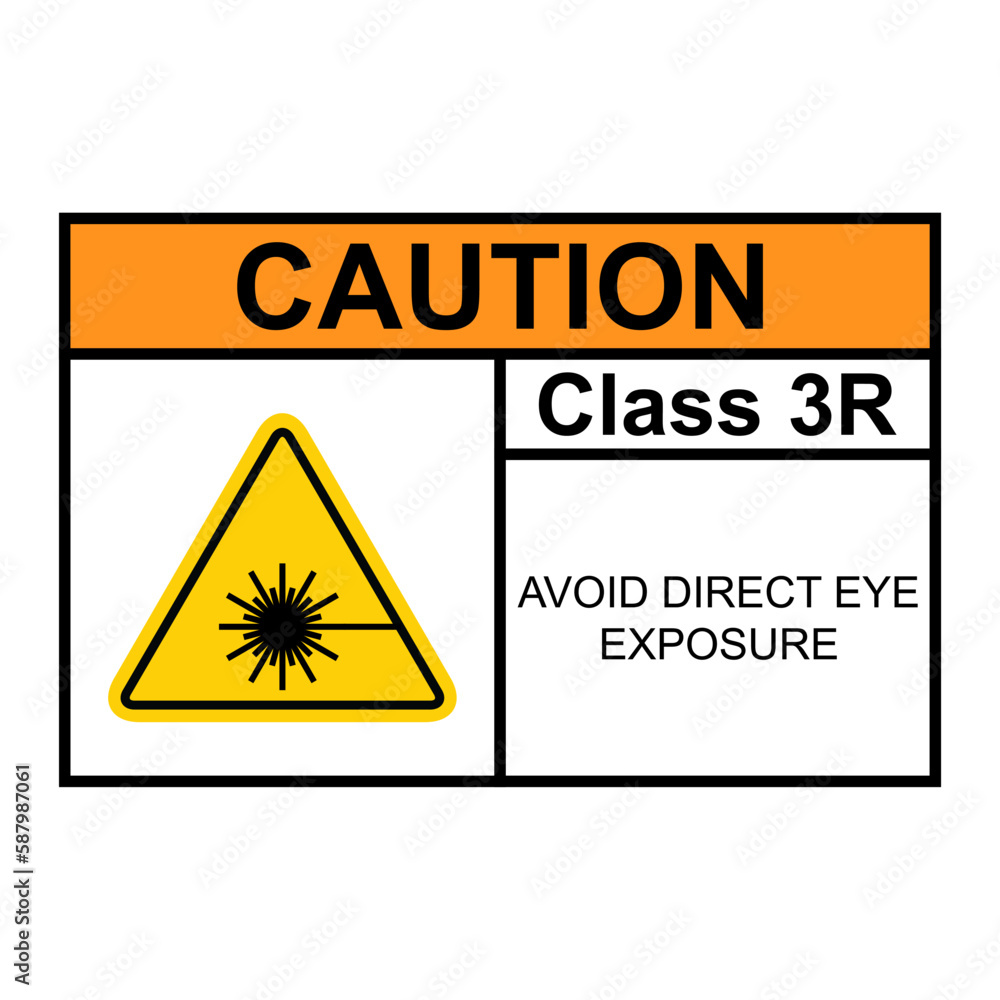 Laser radiation danger class 3R label icon, safety information symbol ...