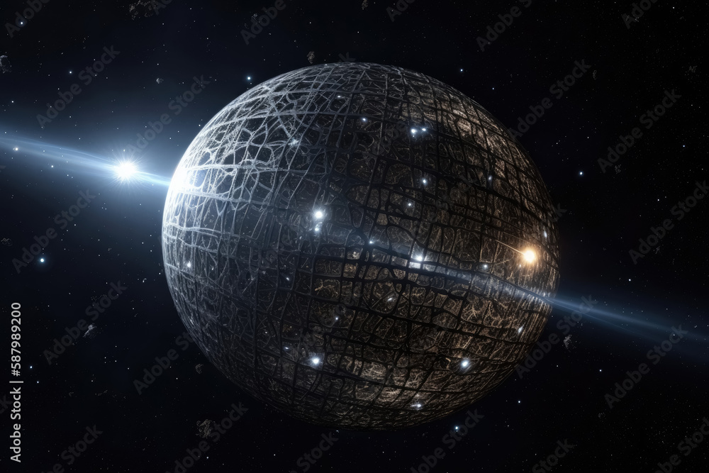 Dyson Sphere in space spans a star created with generative AI ...