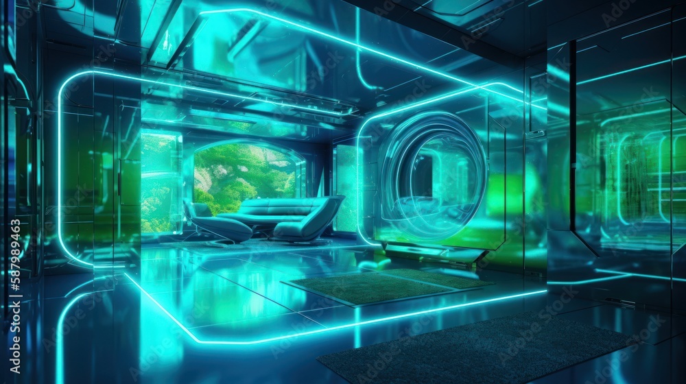 Unleashing the Future: Luxury Lime Green and Electric Blue Interior ...