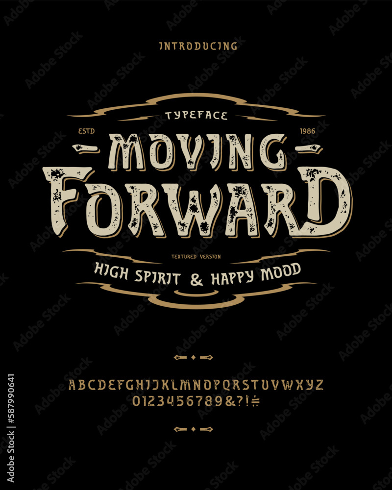 Vector font Moving Forward. Letters and numbers Stock Vector | Adobe Stock