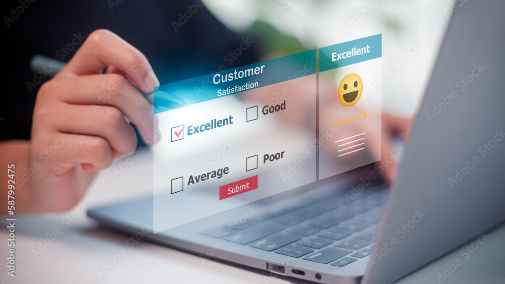 Businesswomen hand putting check mark a checkbox on excellent for a ...