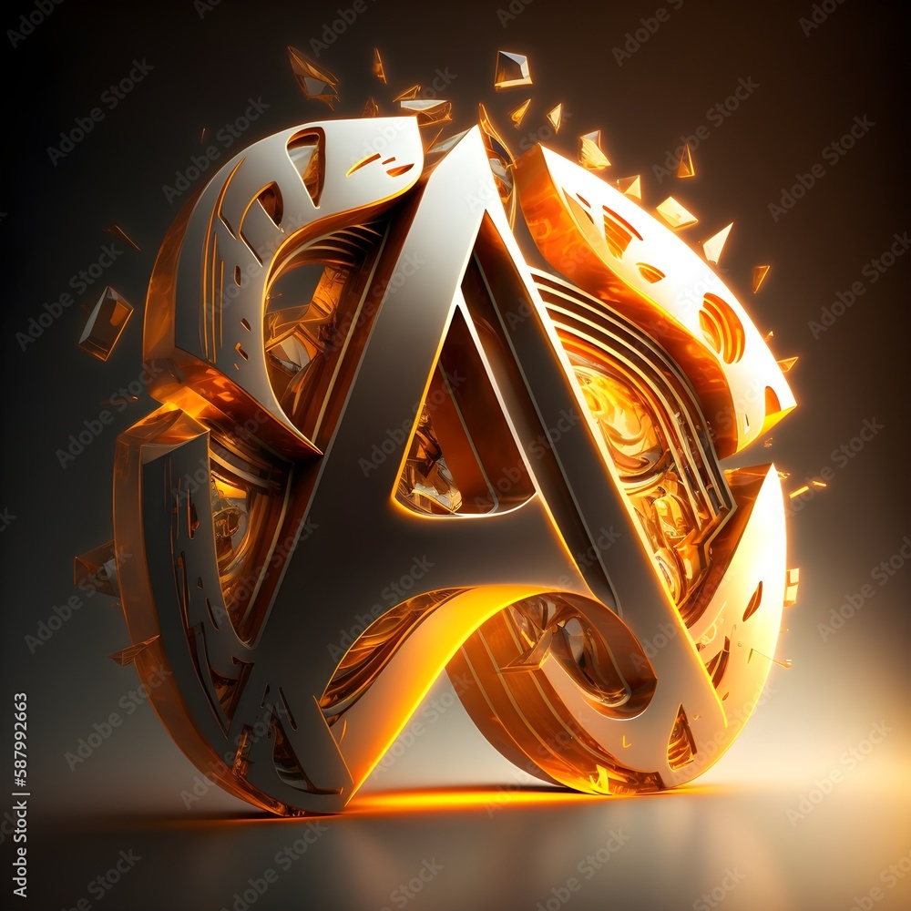 futuristic logo of letters AN with light background raytracing ...