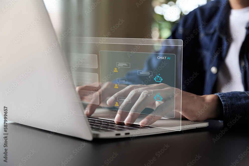 Chatbot Chat with AI, Artificial Intelligence. man using technology smart robot AI , Futuristic ...