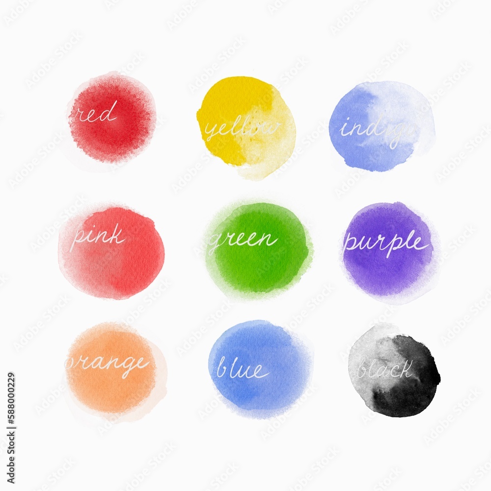 Tender rainbow colors watercolor blob, wash technique. Bright rainbow ...