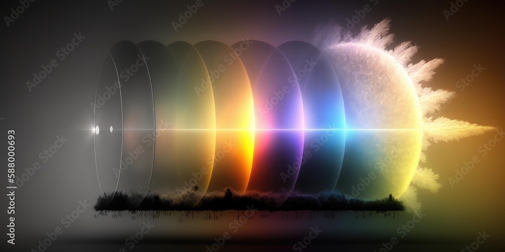 Solitude landscape with light spectrum gradient of electromagnetic ...