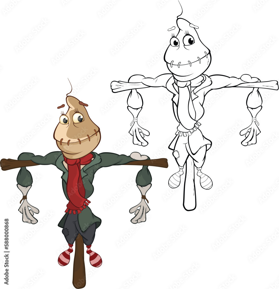 Poster Vector Cartoon Character Scarecrow for you Design and Computer ...