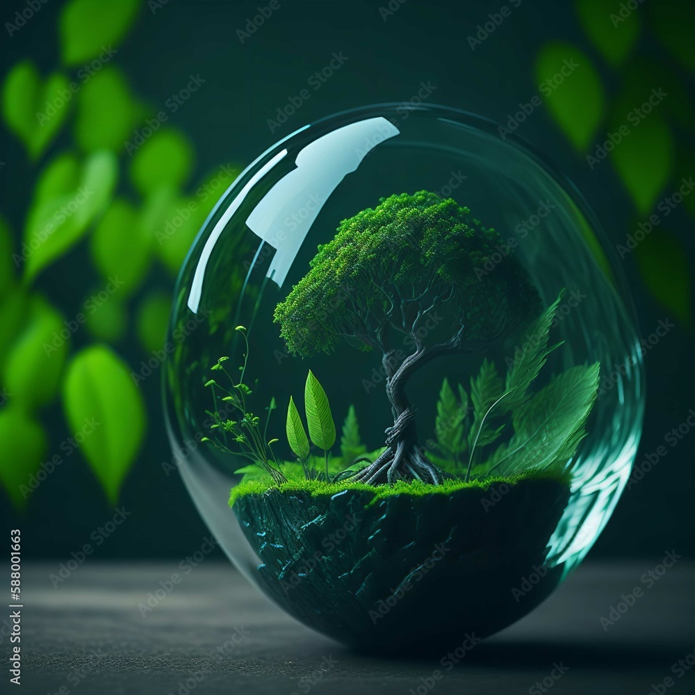 World environment day glass globe on soil in nature concept for ...