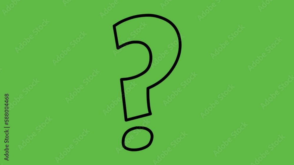Draw close view of large size question mark with black outline on ...