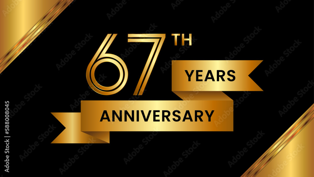 67th Anniversary. Anniversary template design with number and golden ...