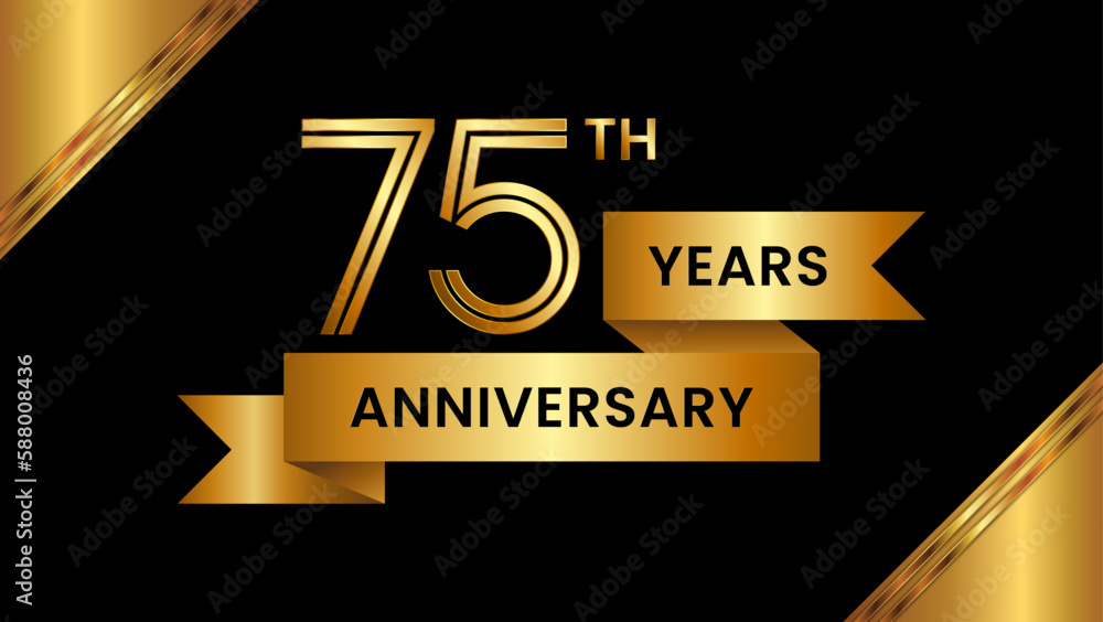 75th Anniversary. Anniversary template design with number and golden ...