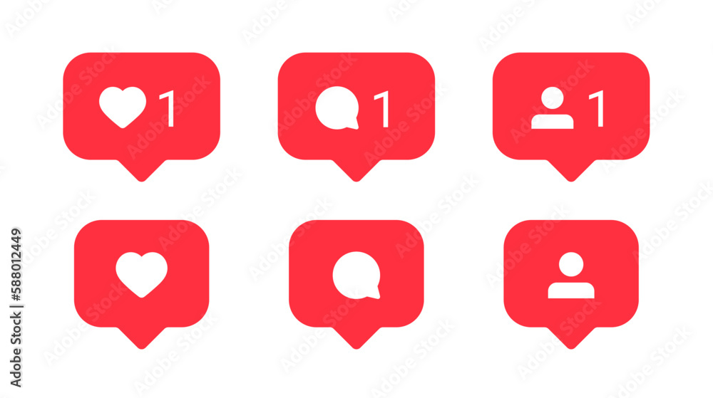 Vetor do Stock: social media notification icons in speech bubble ; like ...