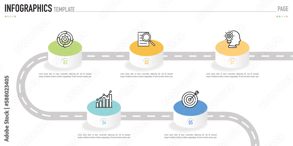 Circular Isometric Infographic Template Or Element As A Vector With 5