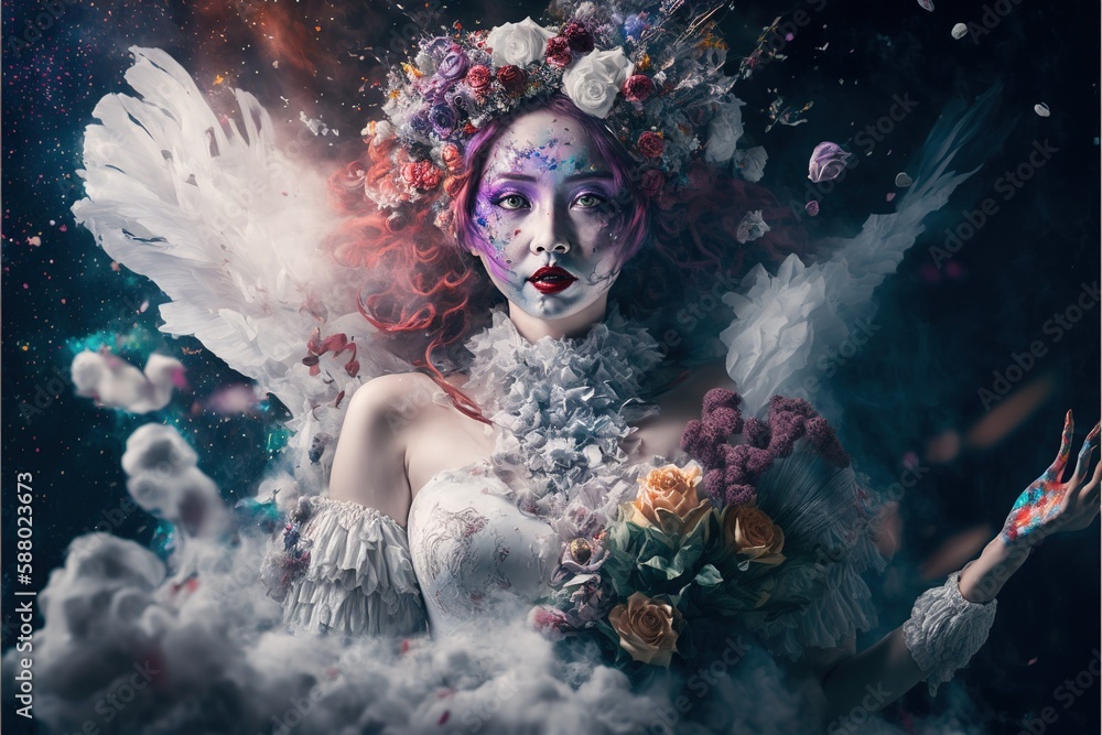 Realistic and highly graphic detail of asian bride like goddess ...